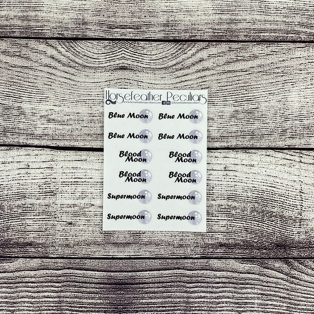 Full Moon Type Script Planner Stickers – Horsefeather Peculiars